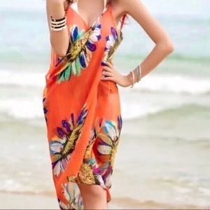 Swim | Orange Beach Cover Up Bathing Suit Wrap Dress Swim | Poshmark